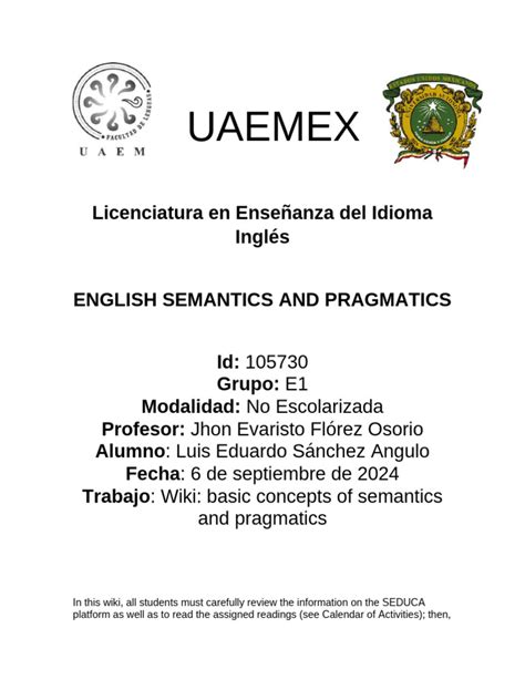 Wiki Basic Concepts Of Semantics And Pragmatics Pdf Language Arts