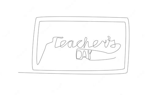 Premium Vector Teacher Day Writing On The Chalkboard Line Art