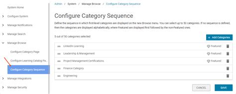 sequence categories in the new browse menu