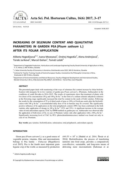 (PDF) Increasing of selenium content and qualitative parameters in ...