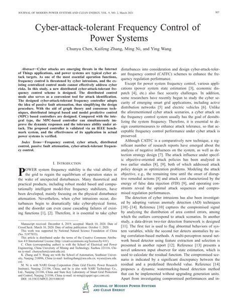 pdf cyber attack tolerant frequency control of power systems