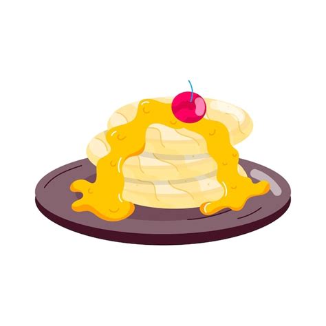 Un Pastel Con Una Cereza Y Una Cereza En La Parte Superior Vector Premium