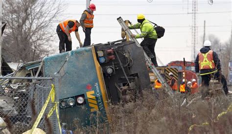 Emergency Crews At The Scene Of A Deadly Via Train Derailment The