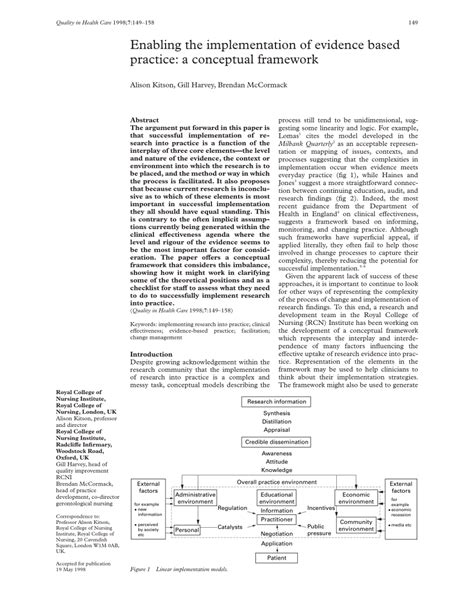 Pdf Enabling The Implementation Of Evidence Based Practice A
