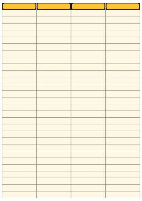 Blank 4 Column Chart Printable Paper Template Paper Templates