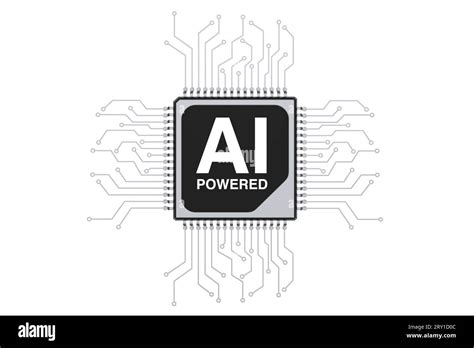 ai powered microchip cpu processor with circuit on a white background