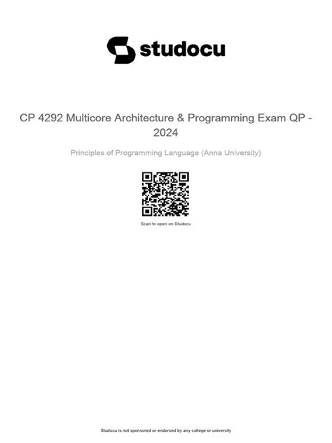Cp 4292 Multicore Architecture Programming Exam Qp 2024 Pdf