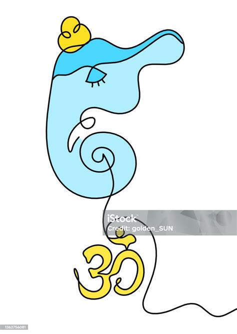 色彩のシルエットガネーシャと白い背景に線画としてのomのサイン いたずら書きのベクターアート素材や画像を多数ご用意 いたずら書き