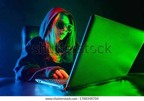 Hacking Hacker Near Laptop Girl Makes Stock Photo Shutterstock