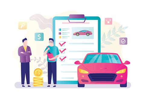 남자 여행자 렌트카 세일즈맨 및 렌터카 또는 공유 계약 운송 비즈니스 자동차 딜러 또는 카셰어링 현대 차량 동의에 대한 스톡 벡터 아트 및 기타 이미지 Istock