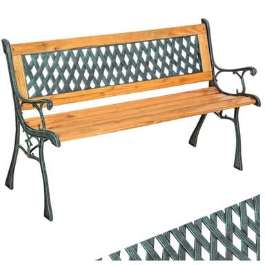 tectake Trädgårdsbänk Tamara 2 sits av trä och gjutjärn 128x51x73cm brun Elgiganten Elgiganten
