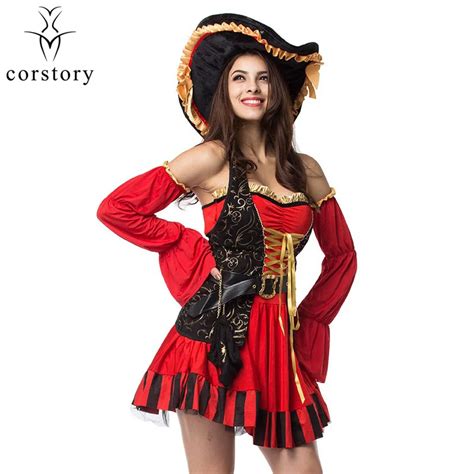 Corstory Sexy Women Pirate Costume Halloween Fancy Party Dress Carnival