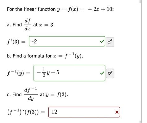 Solved For The Linear Function Yfx−2x10 A Find Dxdf