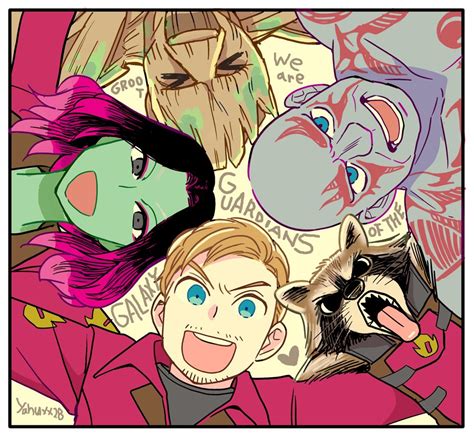 Guardians Of The Galaxy Gamora Star Lord Rocket Drax And Groot
