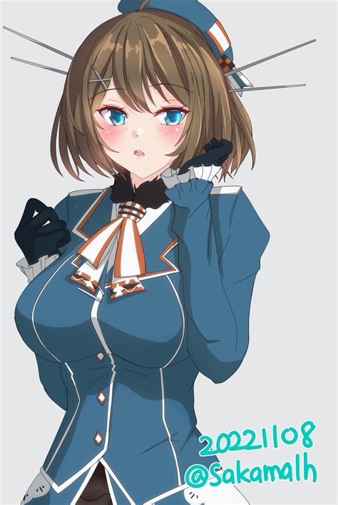 艦これ「愛宕お姉ちゃんの制服を着せられる摩耶さま 艦これ版真剣お絵描き60分一本勝負」🥚にたまこ🍳のイラスト