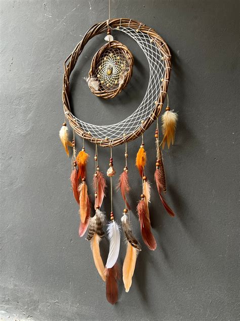Handmade Wood Dreamcatcher Crystal And Feather Wall Decor Etsy