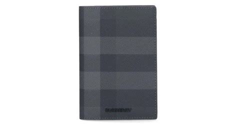 Burberry Check Pattern Bi Fold Passport Holder In Black For Men Lyst Uk