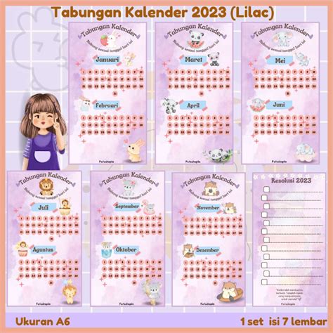 Jual Tabungan Kalender Isi 7 Lembar A6 6lubang Shopee Indonesia