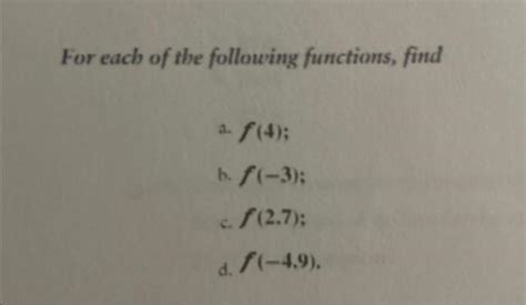 Solved Plug Each Of The X Variables Into The Equation And Chegg Com