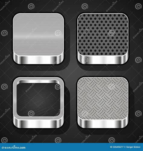 Set Of Metal Ios Icons Stock Vector Illustration Of Iron 32645677
