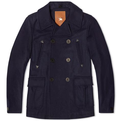 Spiewak Golden Fleece Melton Pea Coat Navy End