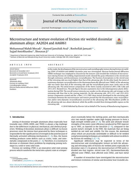 Microstructure And Texture Evolution Of Friction Stir Welded Dissimilar Aluminum Alloys Aa2024