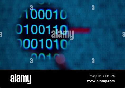 magnifying glass moving left to right zeros and ones blue access