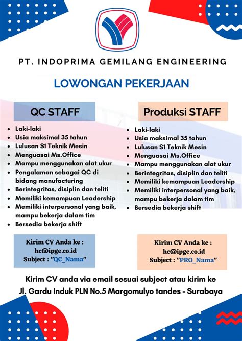 PT INDOPRIMA GEMILANG ENGINEERING BAKAK UNISMA