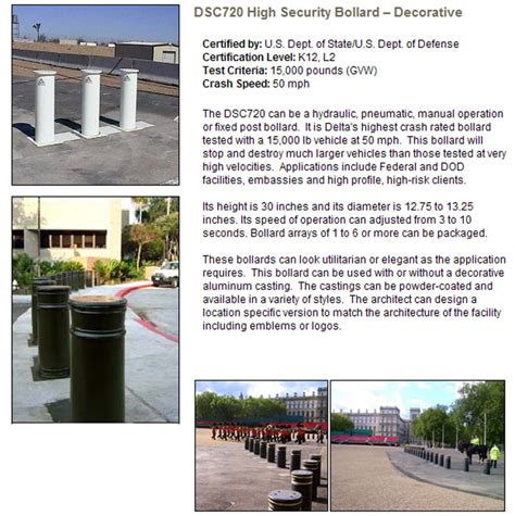 72 델타 유압식 테러방지 볼라드dsc720 K12l2 Highest Crash Rated Bollard 물리적 테러방지시스템 마노기술주 취급폼목 소개