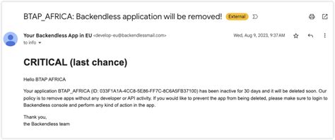Database Missing Bug Backendless Support