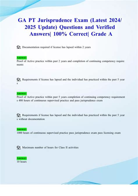 Ga Pt Jurisprudence Exam Latest 2024 2025 Update Questions And