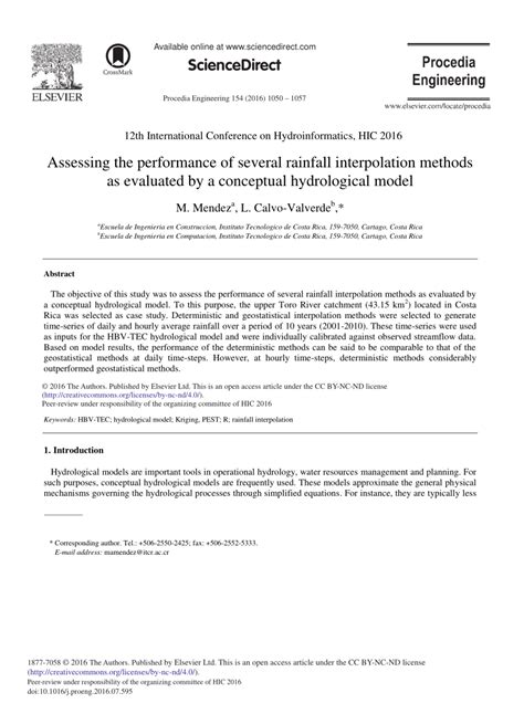 Pdf Assessing The Performance Of Several Rainfall Interpolation Methods As Evaluated By A