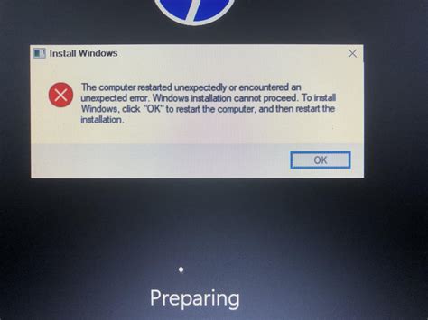 i m getting this error while trying to install windows if i click “ok