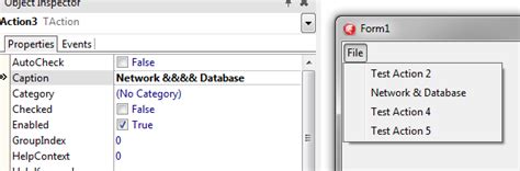 Unable To Get Ampersand And To Display In A Delphi Tactionmainmenubar Stack Overflow