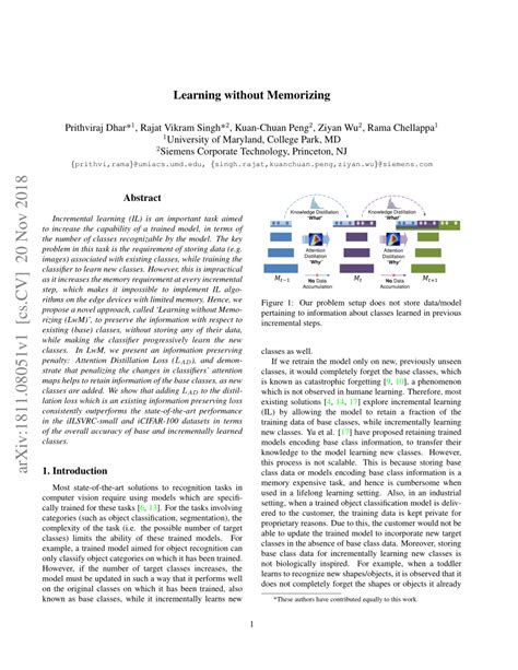 Pdf Learning Without Memorizing