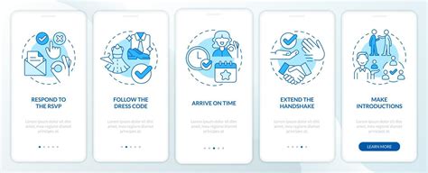 Business Event Etiquette Rules Blue Onboarding Mobile App Screen 16089673 Vector Art At Vecteezy