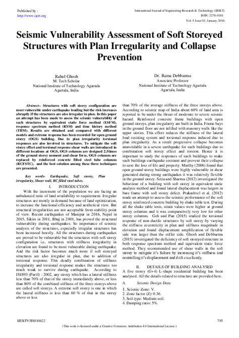 Pdf Seismic Vulnerability Assessment Of Soft Storeyed Structures With Plan Irregularity And