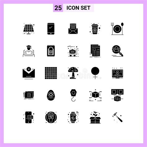 25 Thematic Vector Solid Glyphs And Editable Symbols Of Tea Message Email Mail Envelope