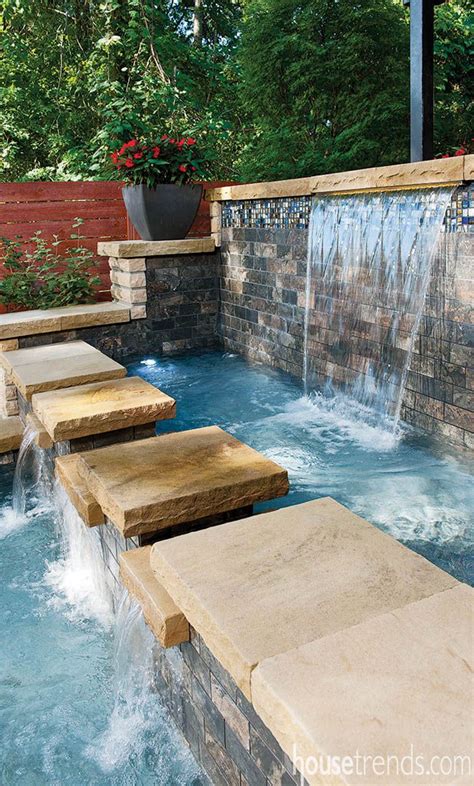 The Back Walls Of This Water Feature Are Covered In Porcelain Accent