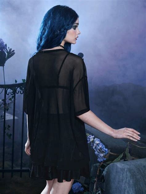 Is That The New Corpse Bride ROMWE Figure Graphic Mesh Top ROMWE USA