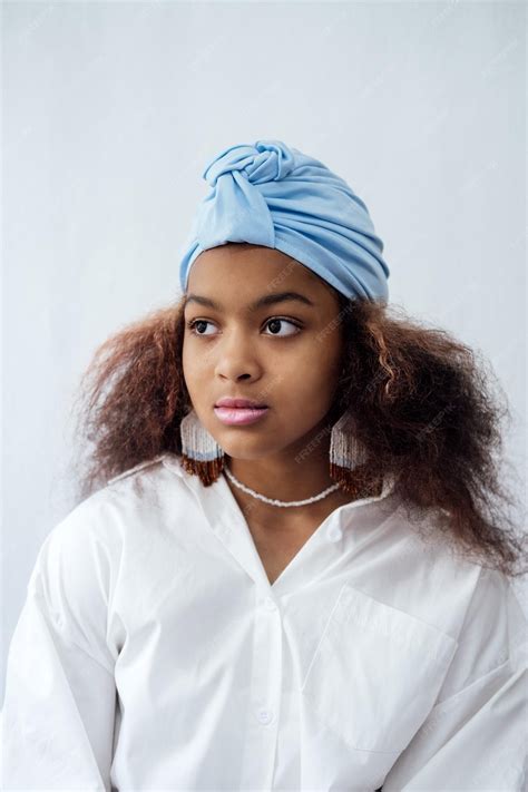 Premium Photo Portrait Of Young African Woman With Headscarf And