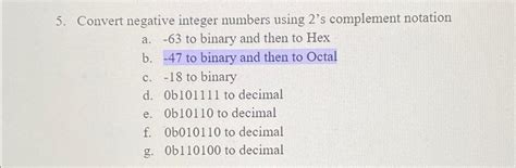 Solved Convert Negative Integer Numbers Using 2s Complement