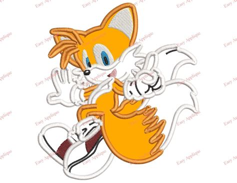 Miles Tails Prower Sonic Applique Design 01 Machine Embroidery