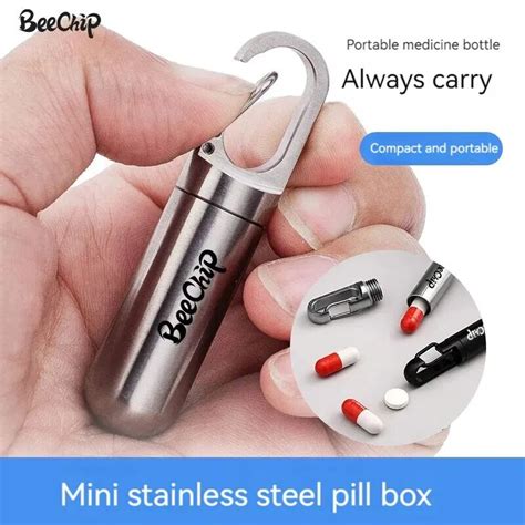 Stainless Steel Waterproof Pill Box Securely Stores Daily Medications