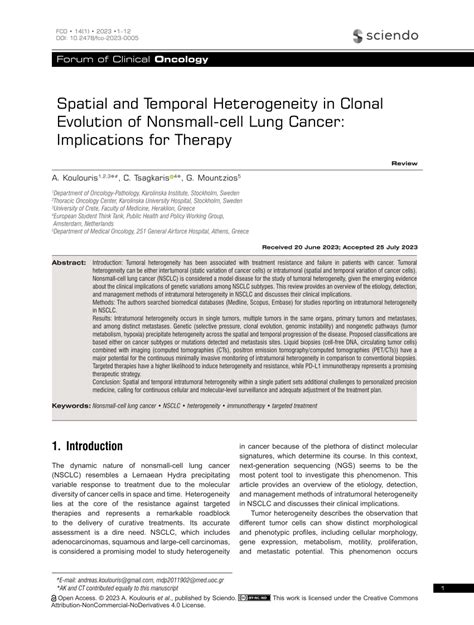 Pdf Spatial And Temporal Heterogeneity In Clonal Evolution Of