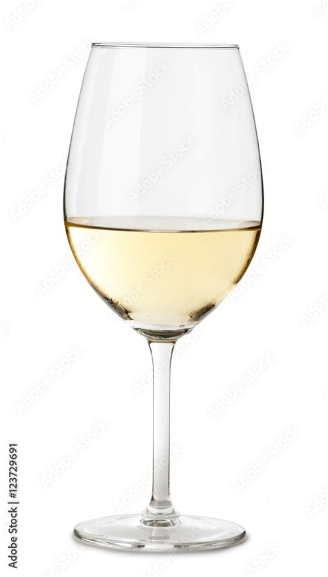 Single White Chardonnay Wine Glass Isolated On White Background Stock