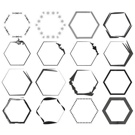Decorative Hexagon Frames Abstract Border Designs Minimalistic Shape
