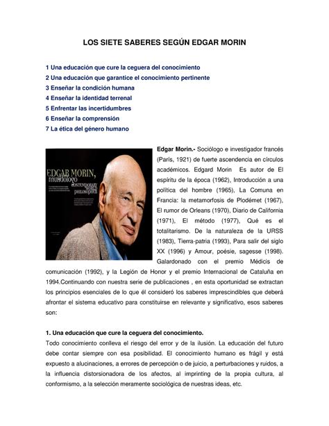 7 LOS Siete Saberes DE Morin LOS SIETE SABERES SEGÚN EDGAR MORIN 1