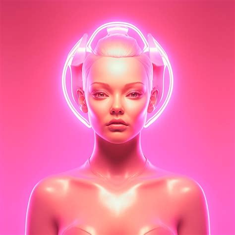 Premium Ai Image Futuristic Neon Portraits Glamorous Cyber Women In