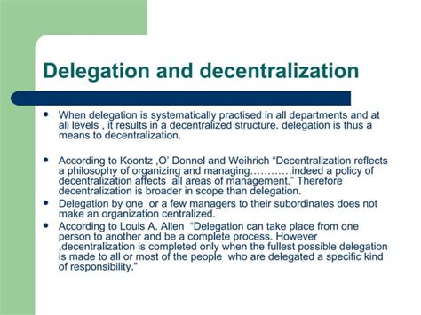 Delegation And Decentralisation